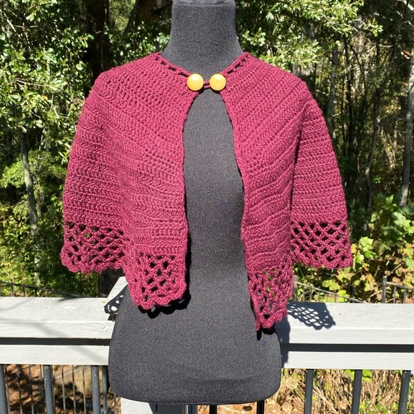 Vintage | Jackets & Coats | Vintage 6s 70s Hand Knit Cottagecore Boho ...